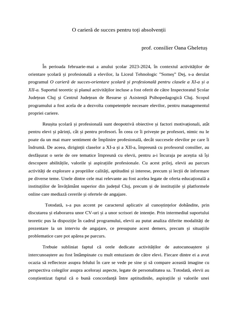 Articol O Cariera de Succes | PDF