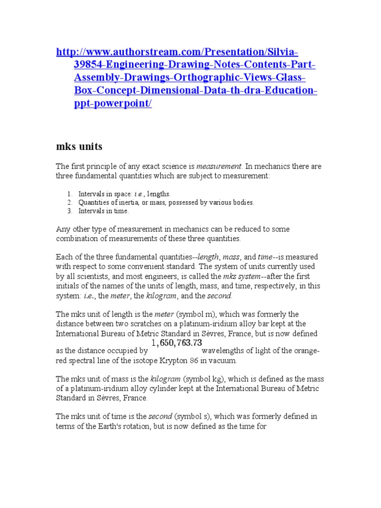 Mks Units | PDF | Units Of Measurement | International System Of Units