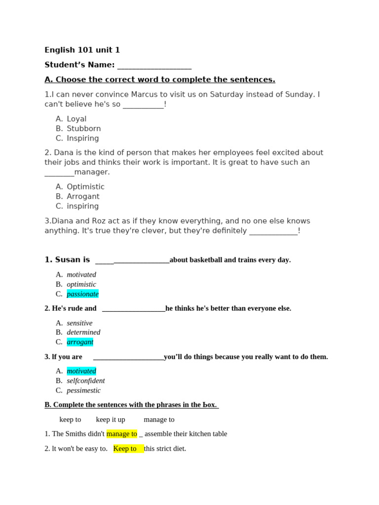 Student’s Name ____________________ | PDF