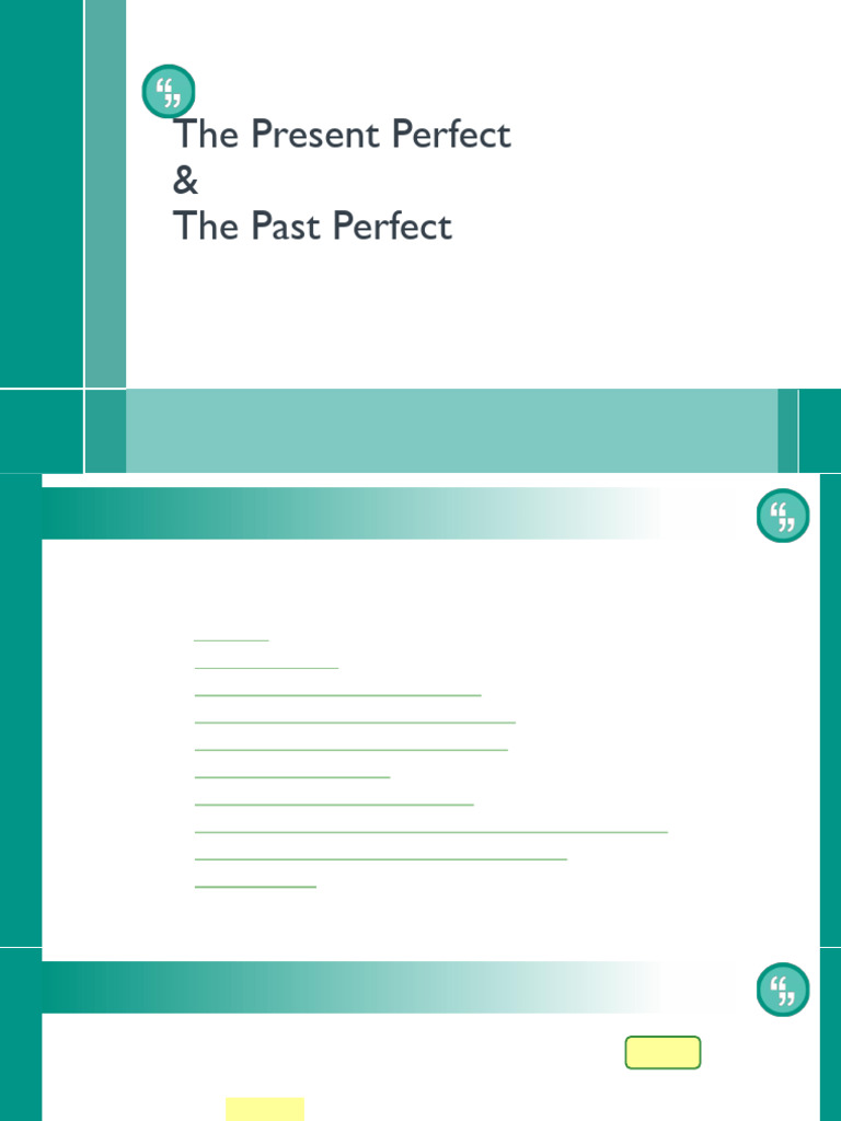 Learning - Present Perfect and Past Perfect | PDF