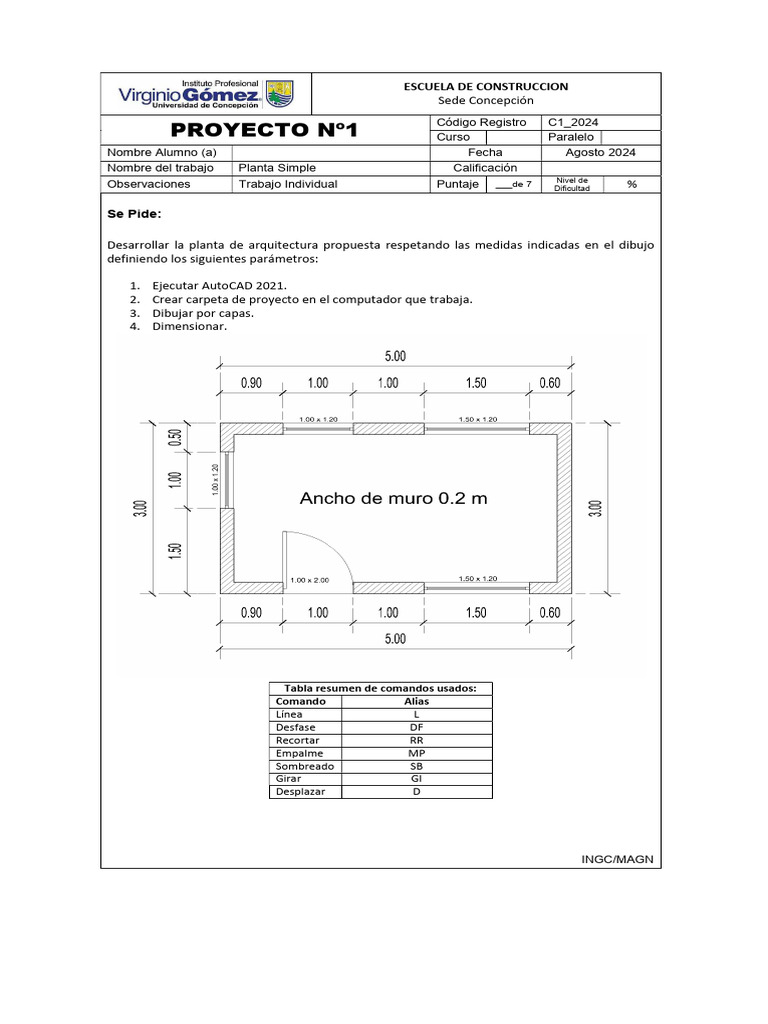 Proyecto #1 - Dibujo Constructivo | PDF