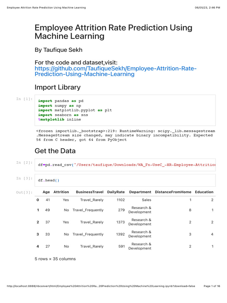 Employee Attrition Rate Prediction Using Machine Learning | PDF