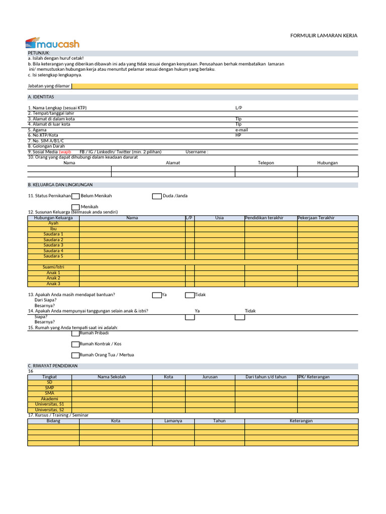 Form Lembar Kerja - FLK - (Name) - PT Astra Welab Digital Arta | PDF