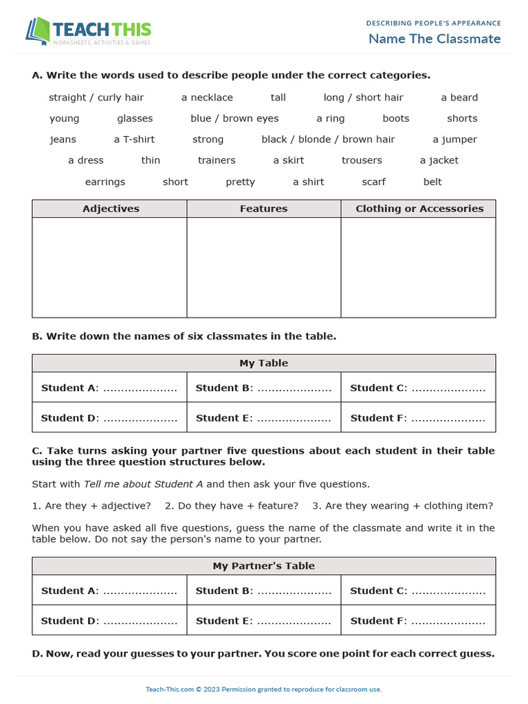 Name The Classmate | PDF