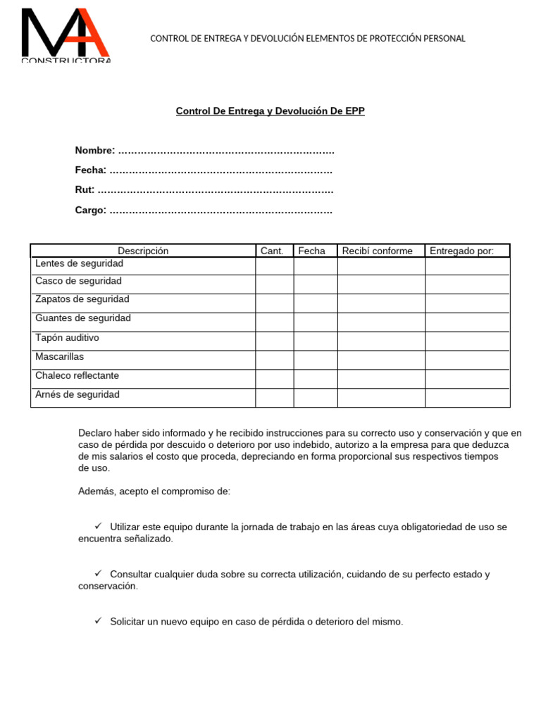 registro de epp | PDF