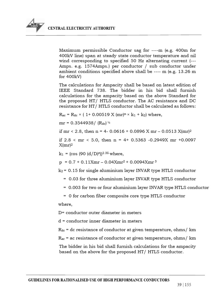 CEA Guidelines - AC Resistance Calcu | PDF