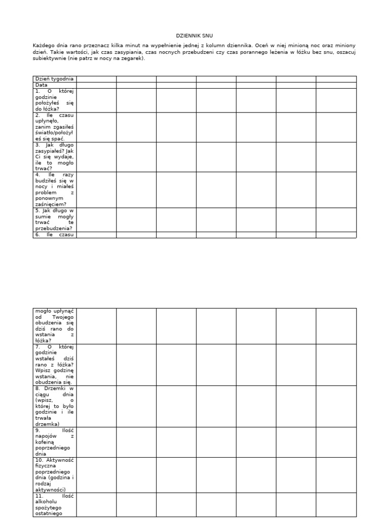 Dziennik Snu | PDF