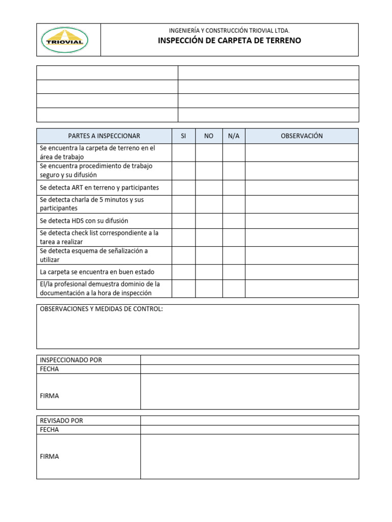 Check List de Carpeta de Terreno | PDF