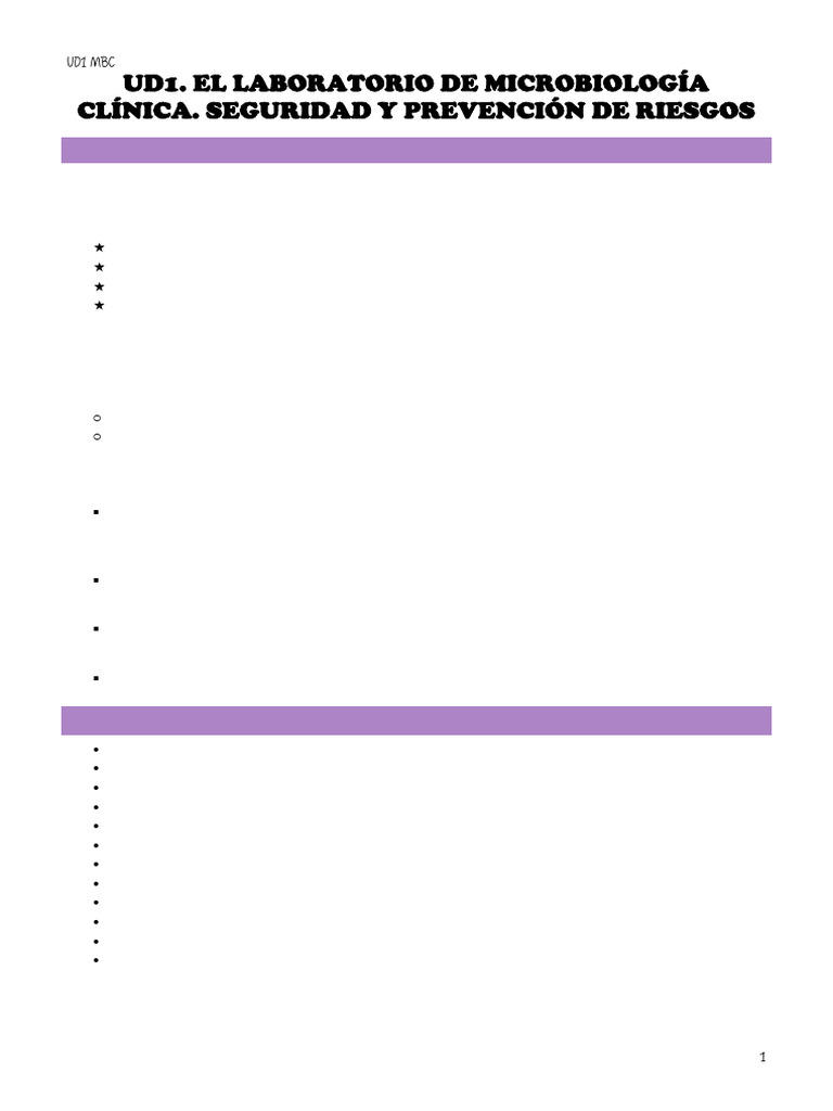 UD1. El Laboratorio de Microbiología Clínica. Seguridad y Prevención de ...