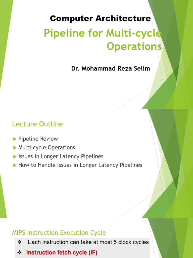 Instruction Pipelining Lecture 4 - Multicycle Operations-1 | PDF