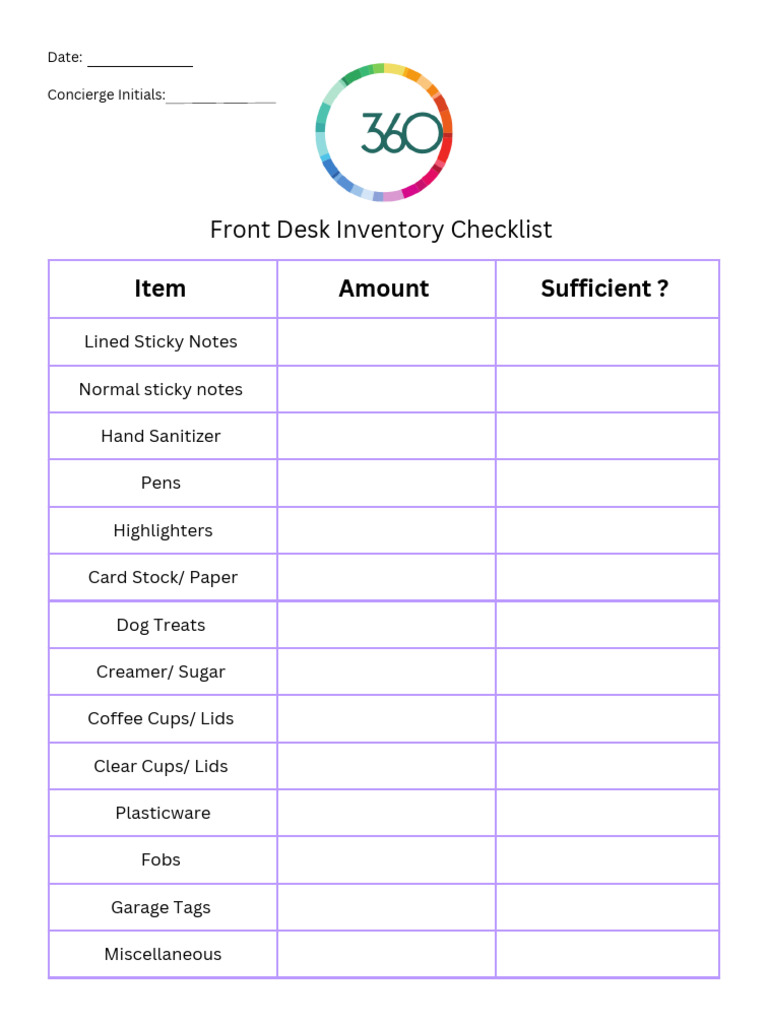 Inventory Checklist | PDF