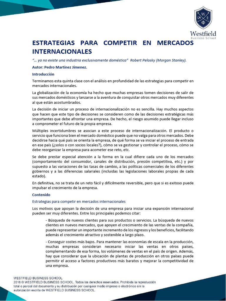 Estrategias para Competir en Mercados Internacionales | PDF