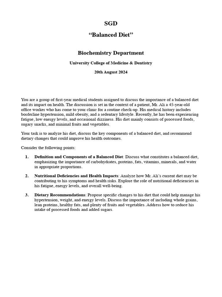 SGD Balance Diet | PDF