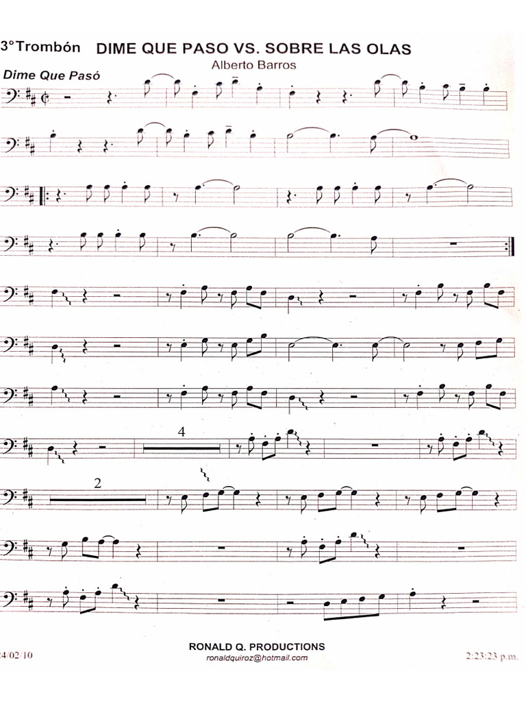 Dime Que Paso Vs Sobre Las Olas-Trombon 3 | PDF