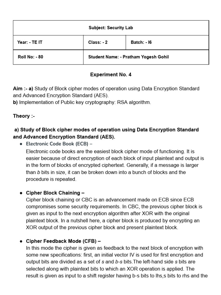 Security Experiment No | PDF