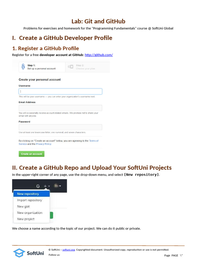 01 Git and GitHub Lab | PDF