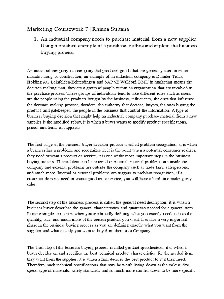 Marketing Course Work7 | PDF