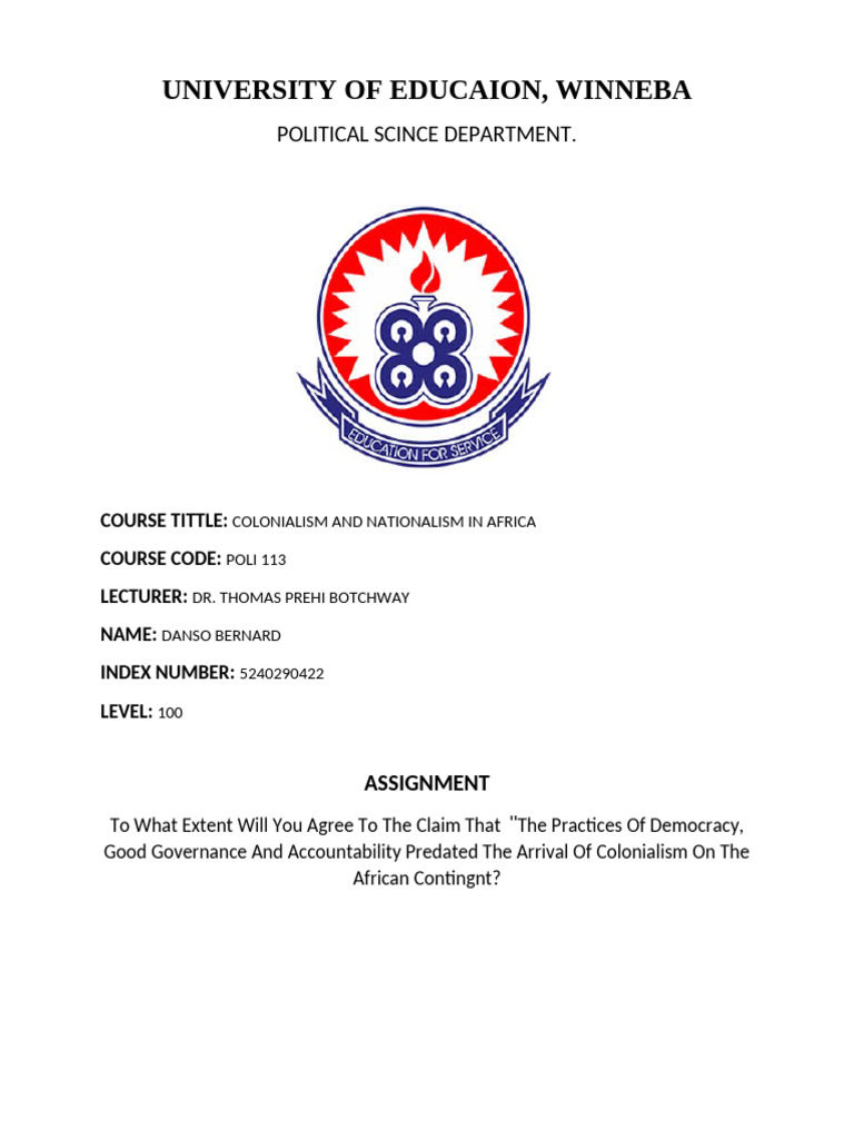 University of Educaion, Winneba: Political Scince Department | PDF