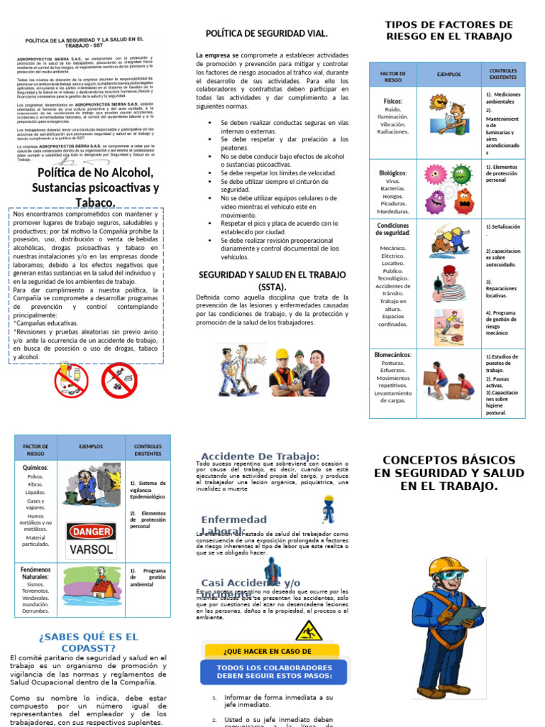 FOLLETO - Conceptos Básicos SST y Riesgos Asociados A La Labor - SSTA | PDF