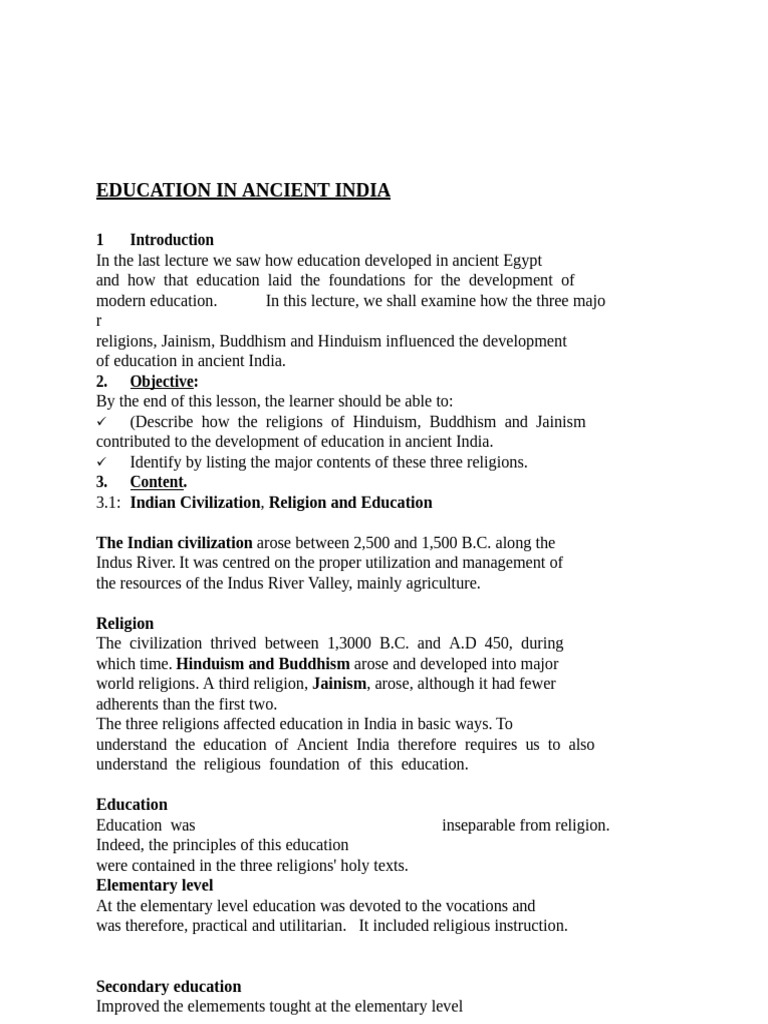 History of Education Notes | PDF
