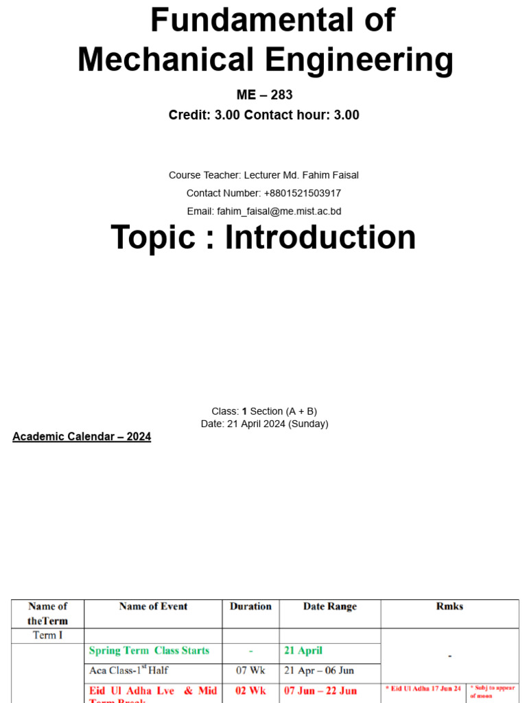 ME 284 Class 1 | PDF