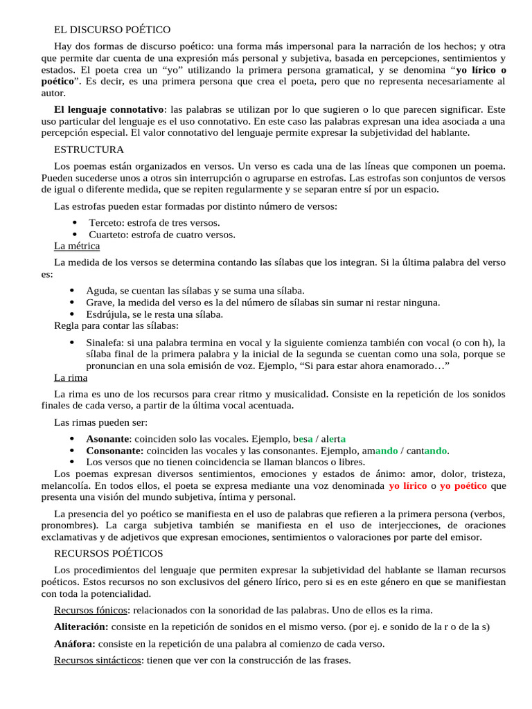 El Discurso Poético | PDF