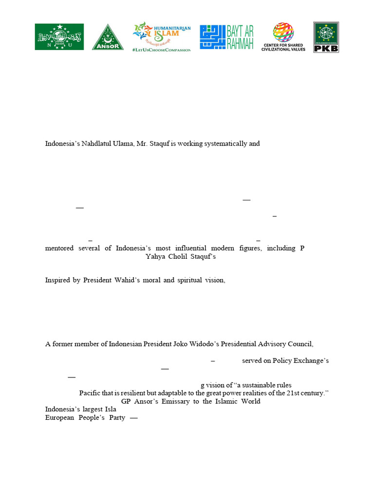 Kyai Haji Yahya Cholil Staquf Biography | PDF Kyai Haji Yahya Cholil Staquf Biography | PDF