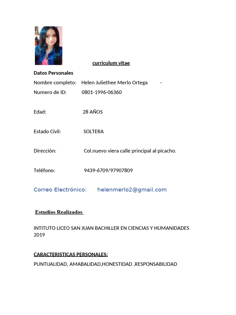 Helen Curriculum Nuevo 2 | PDF