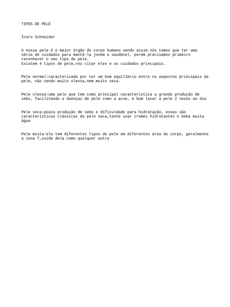 Tipos de Pele | PDF