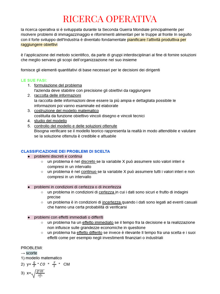 Ricerca Operativa | PDF