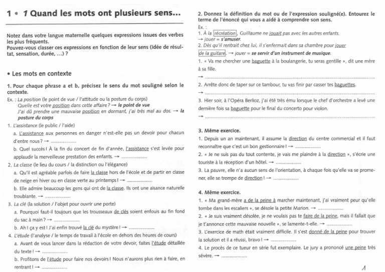 Quand Les Mots Ont Plusieurs Sens .. | PDF
