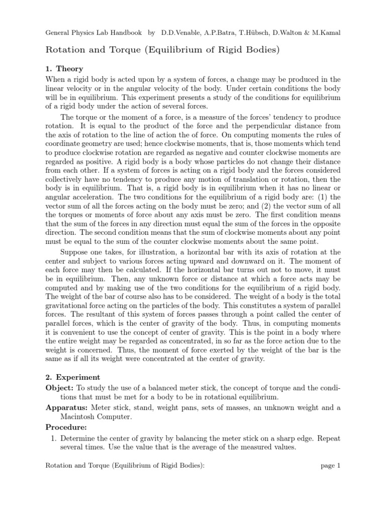 8 Rotation Torque | PDF | Rotation Around A Fixed Axis | Force