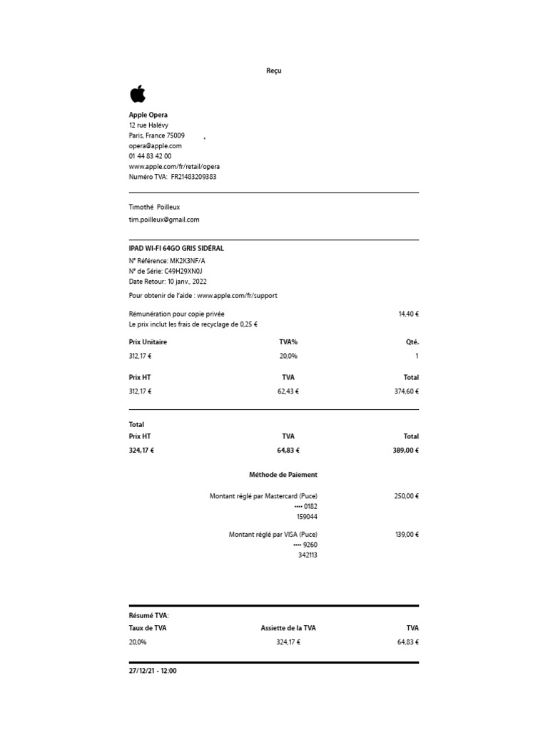 Facture Apple Compressé | PDF