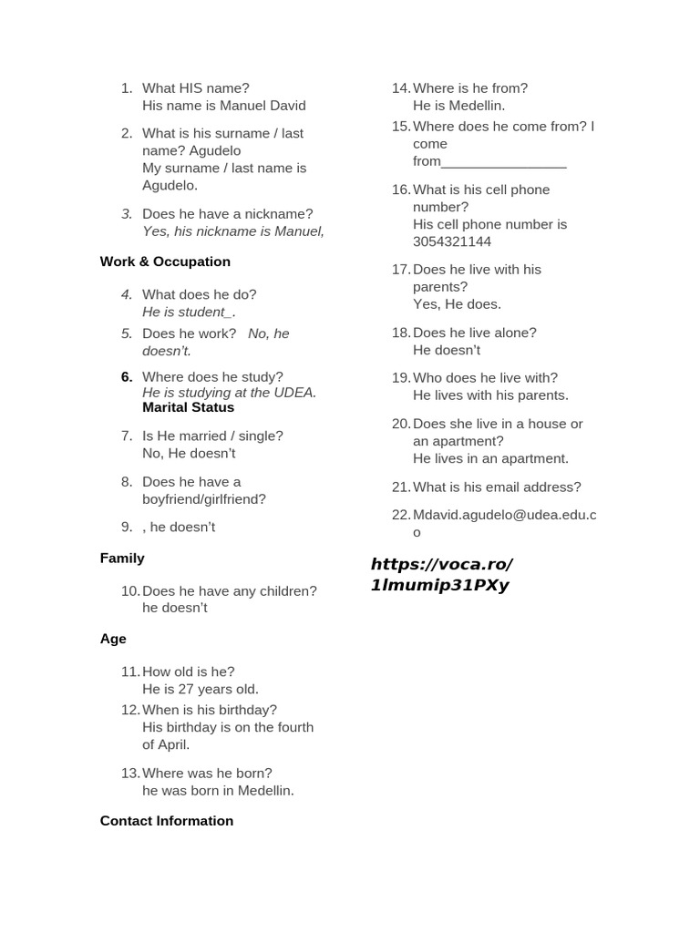 Manuel David Agudelo personal presentation | PDF