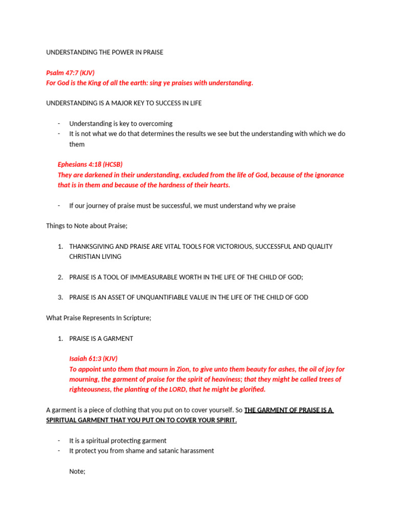 Understanding The Power in Praise | PDF