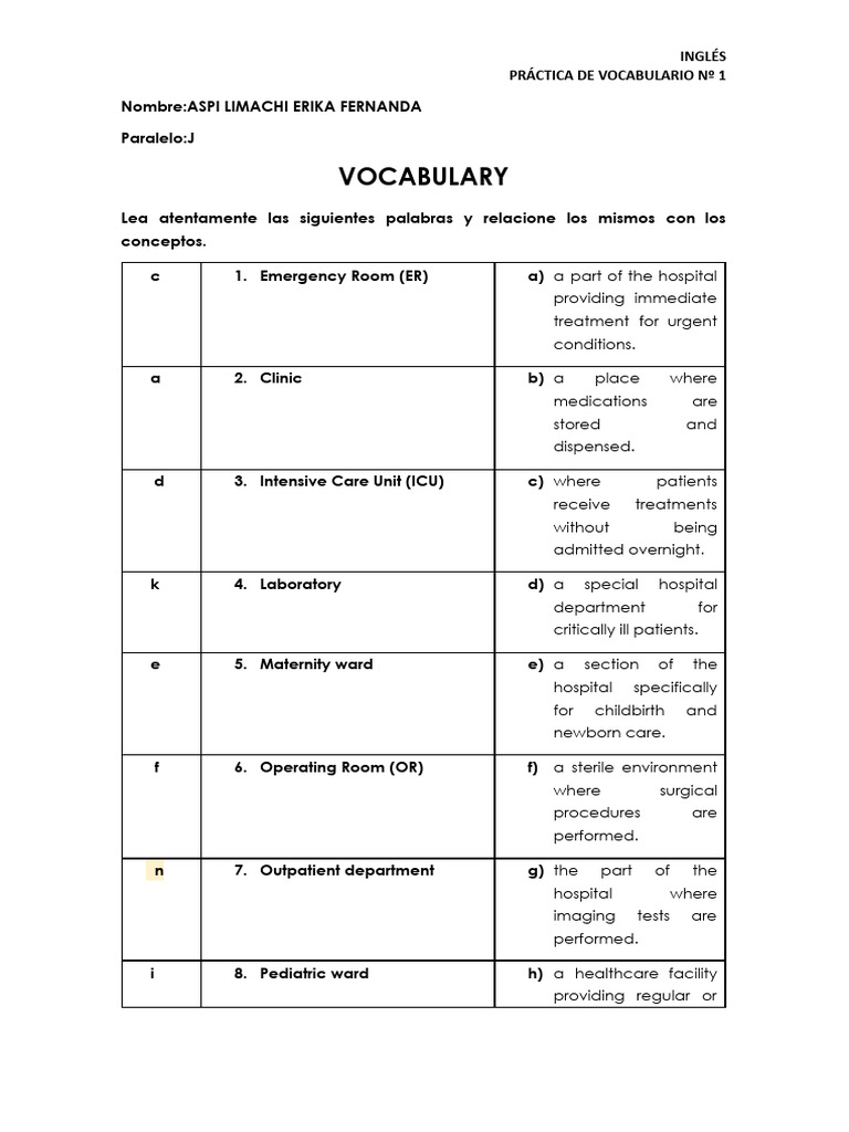 Vocabulary #1 | PDF