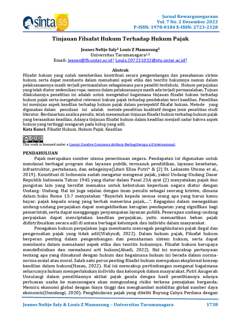 Tinjauan Filsafat Hukum Terhadap Hukum Pajak: Jeanes@fh - Untar.ac - Id ...