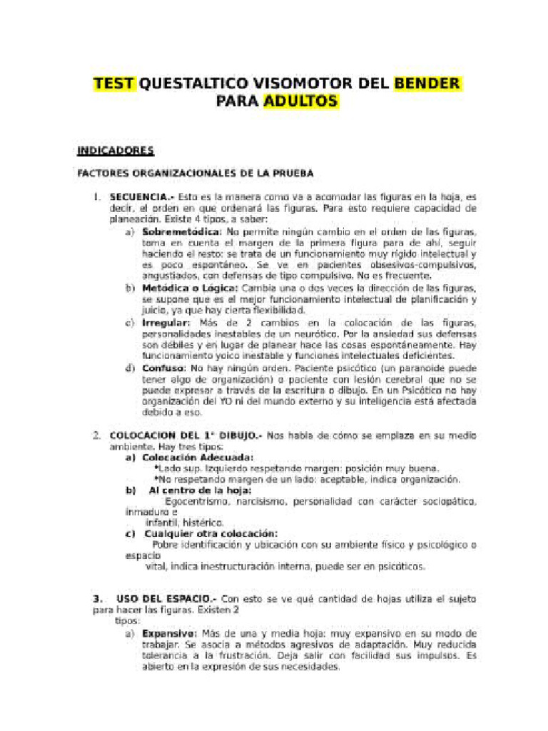 Bender Adultos | PDF