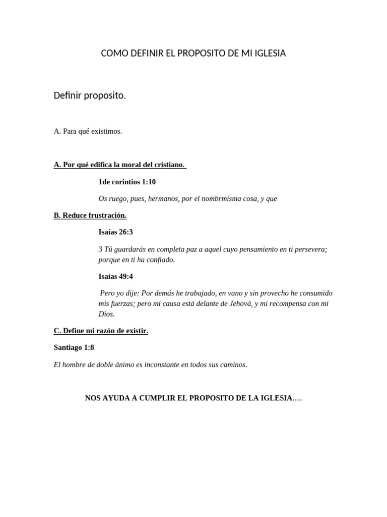 Como Definir El Proposito de Mi Iglesia | PDF