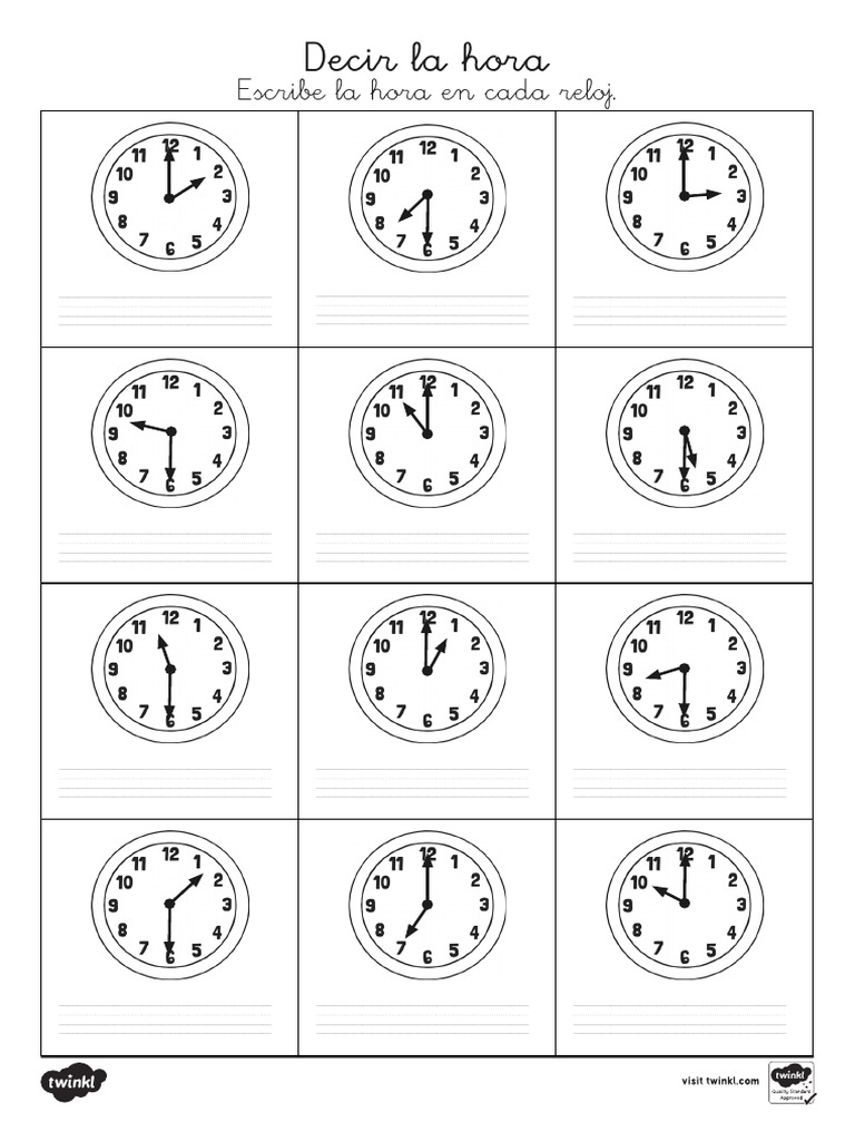 ES T N 5117 Decir La Hora en Punto y Media Ficha de Actividad | PDF