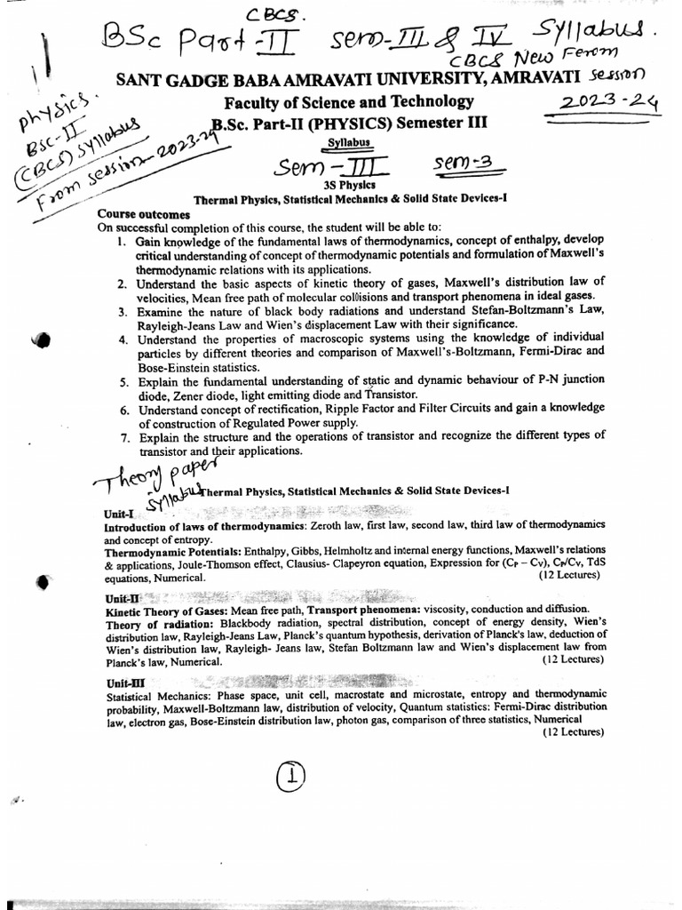 BSC II Sem III &IV Physics Syllabus CBCS New 08152023143750 | PDF