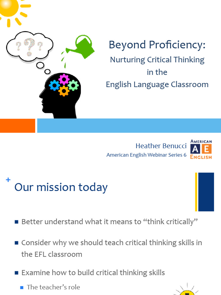 Nurturing Critical Thinking - Finalpresentationslides | PDF
