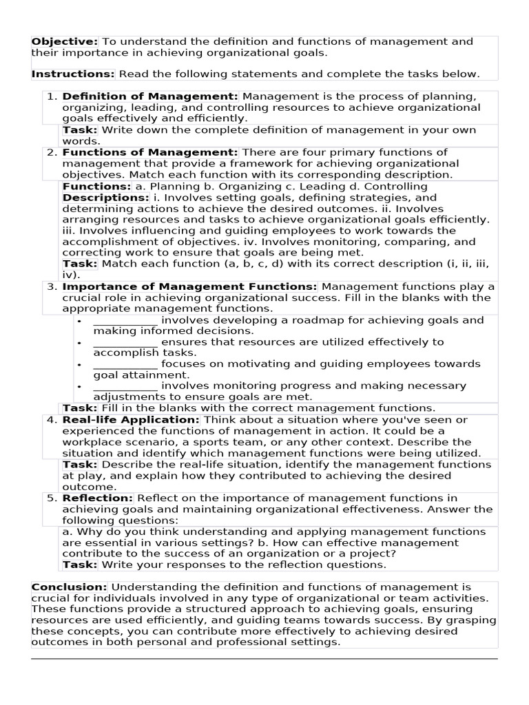 Organization and Management | PDF