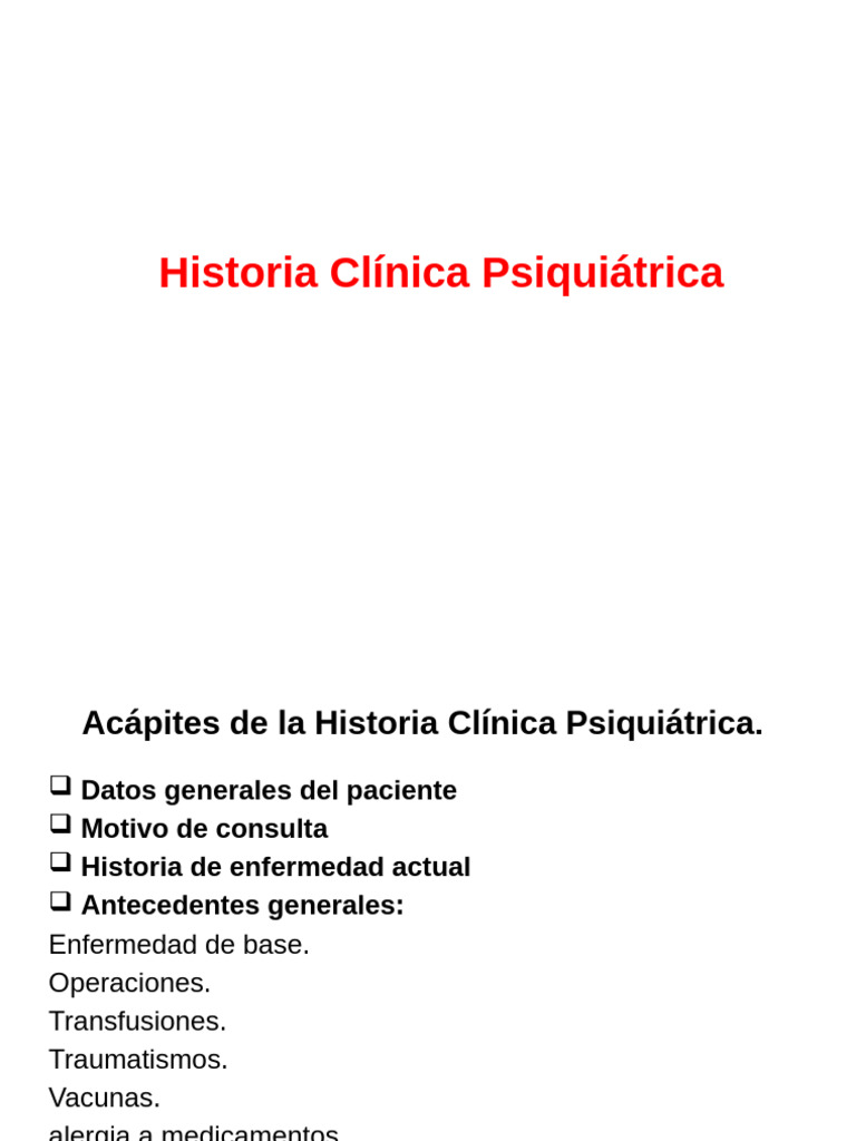 Historia Clinica Psiquiatrica | PDF