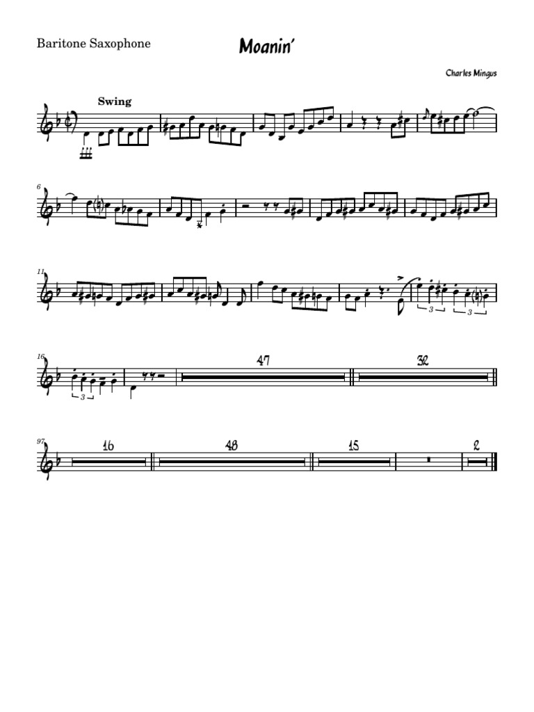 Moanin-Baritone Saxophone | PDF