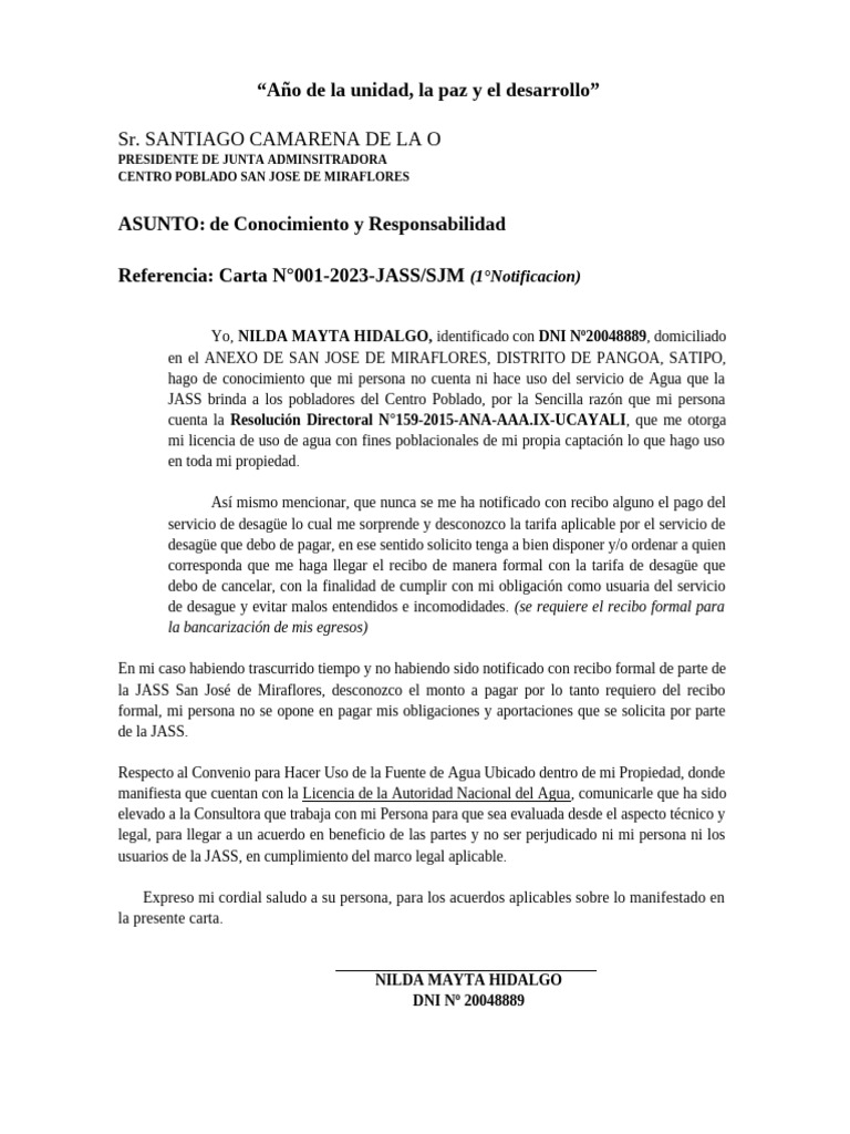 Carta de Contestacion Jass | PDF