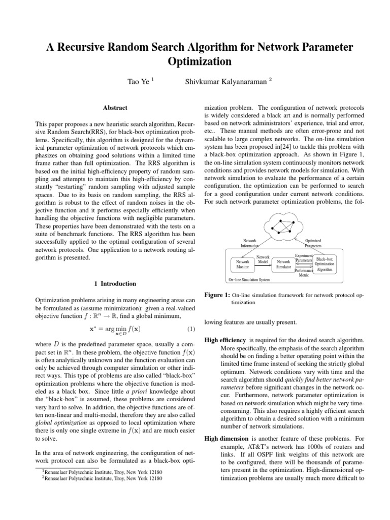 A Recursive Random Search Algorithm 1 Mathematical Optimization Routing 
