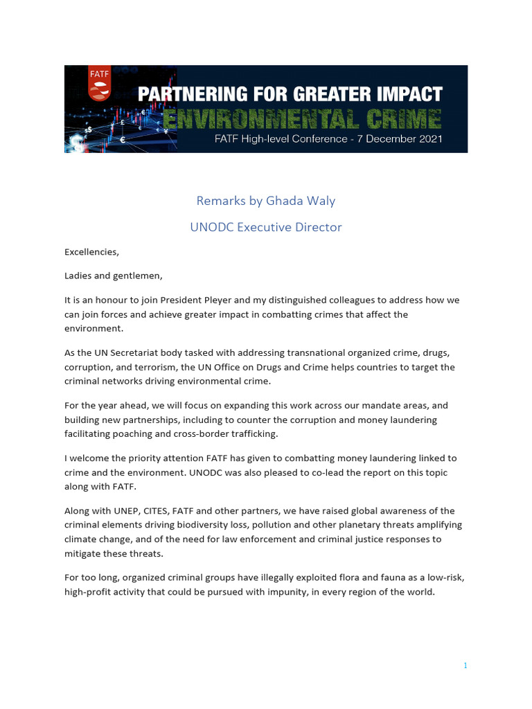 Ghada Waly UNODC | PDF
