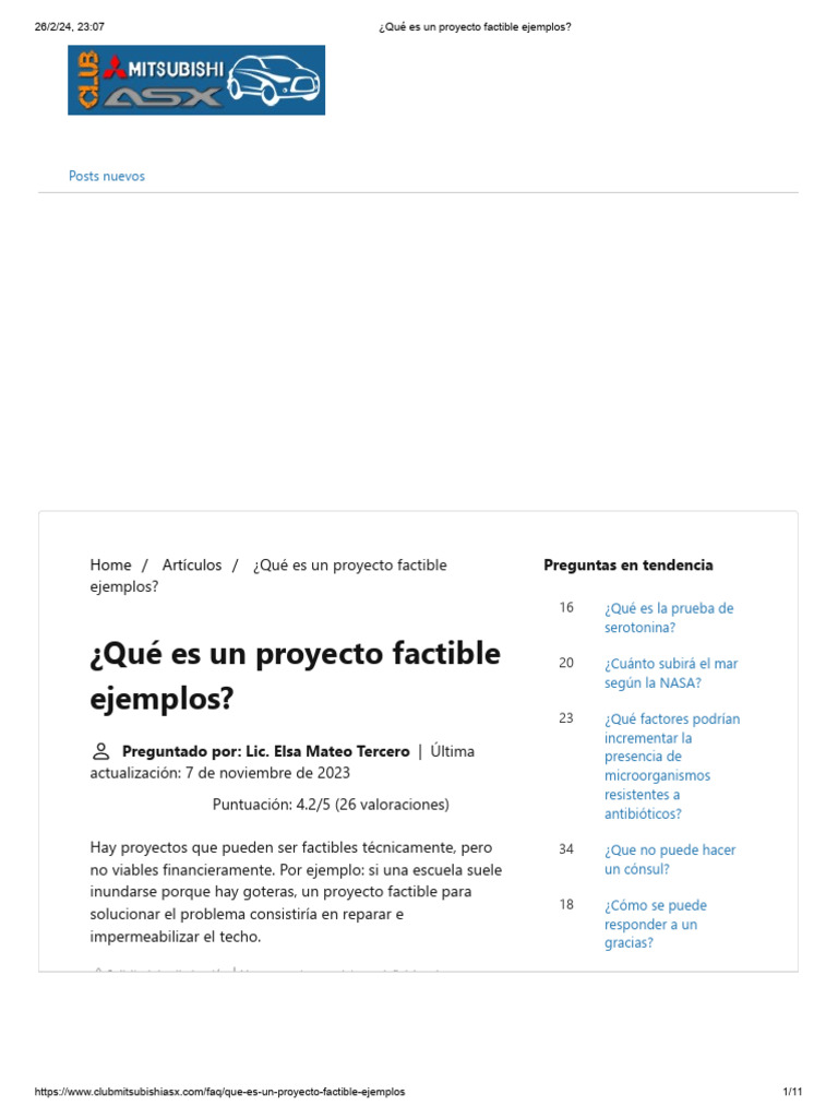 ¿Qué Es Un Proyecto Factible Ejemplos | PDF