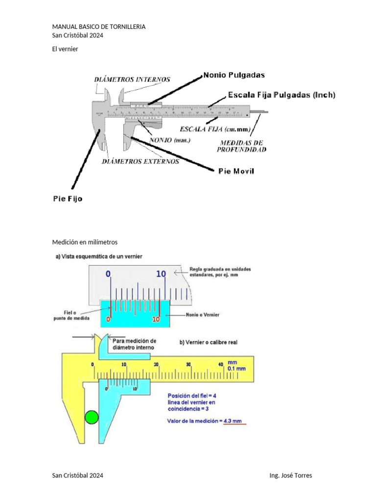 El vernier y tornilleria+ | PDF